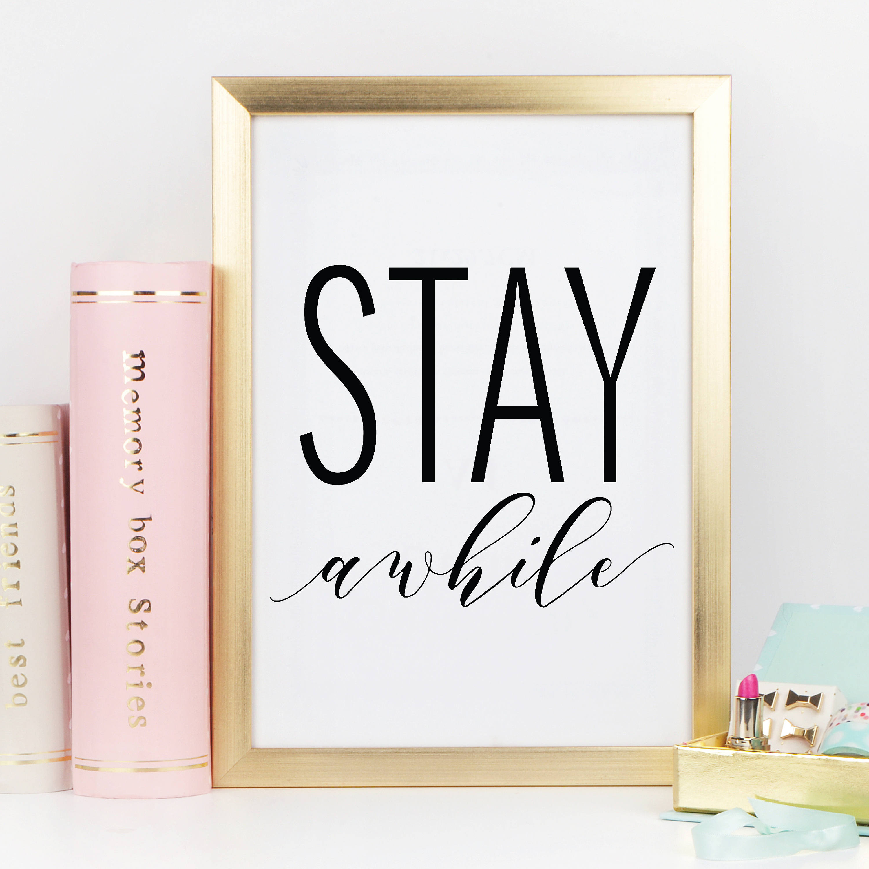 Stay Awhile Printable Sign Set, Minimalist Rustic Wall Art, Love Couple ...