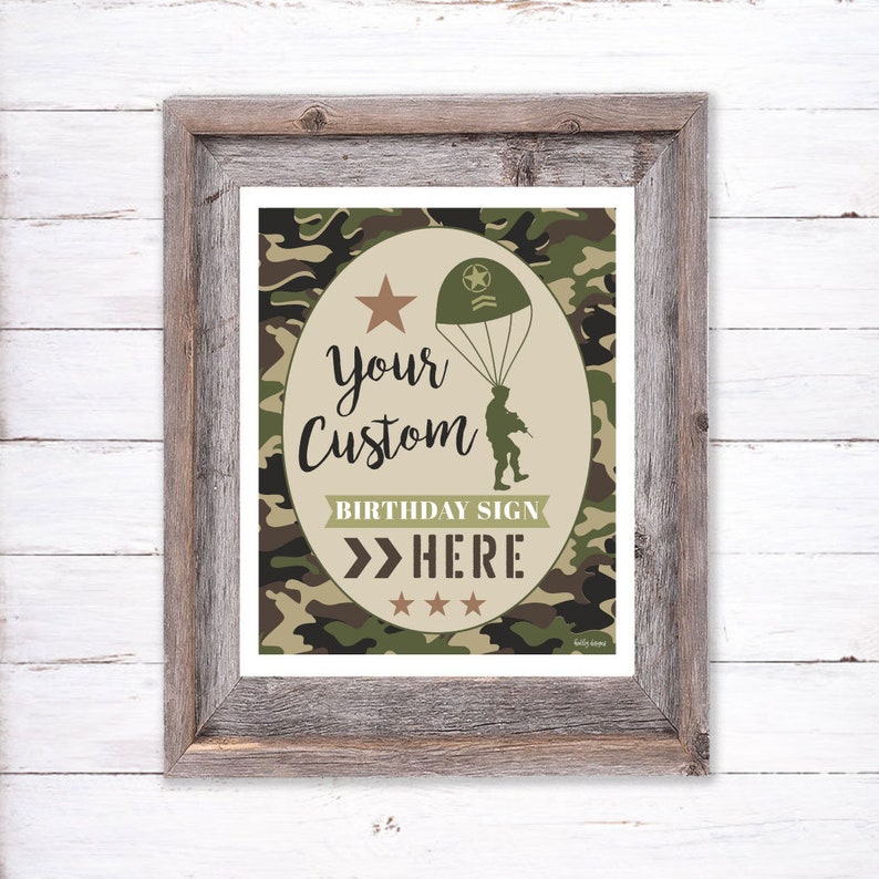 Camo Army Kids Party Custom Sign Template Design Your Own - Etsy
