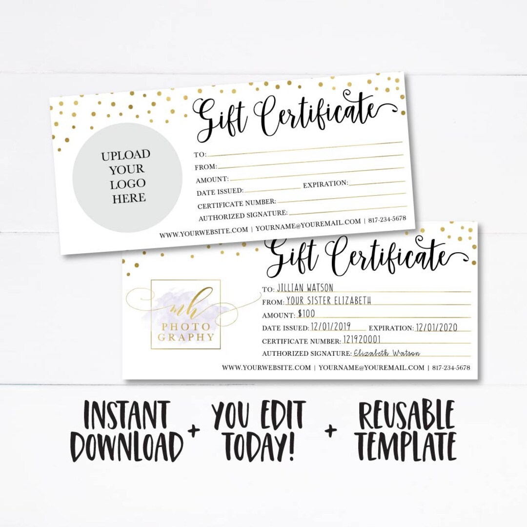 Editable Custom Gift Certificate, A Gift for You Template, Editable ...