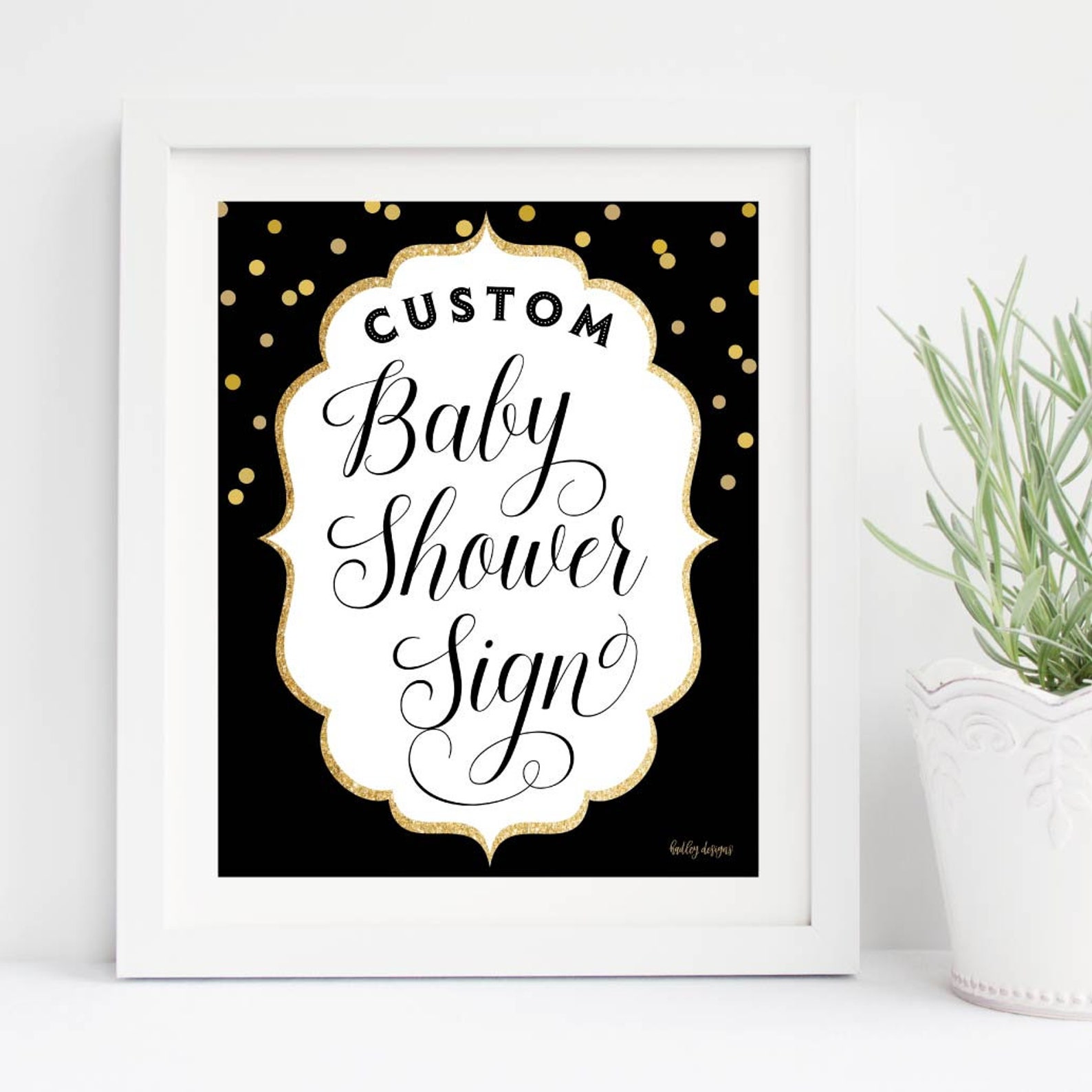 Black and Gold Baby Shower Custom Sign Template Design Your | Etsy
