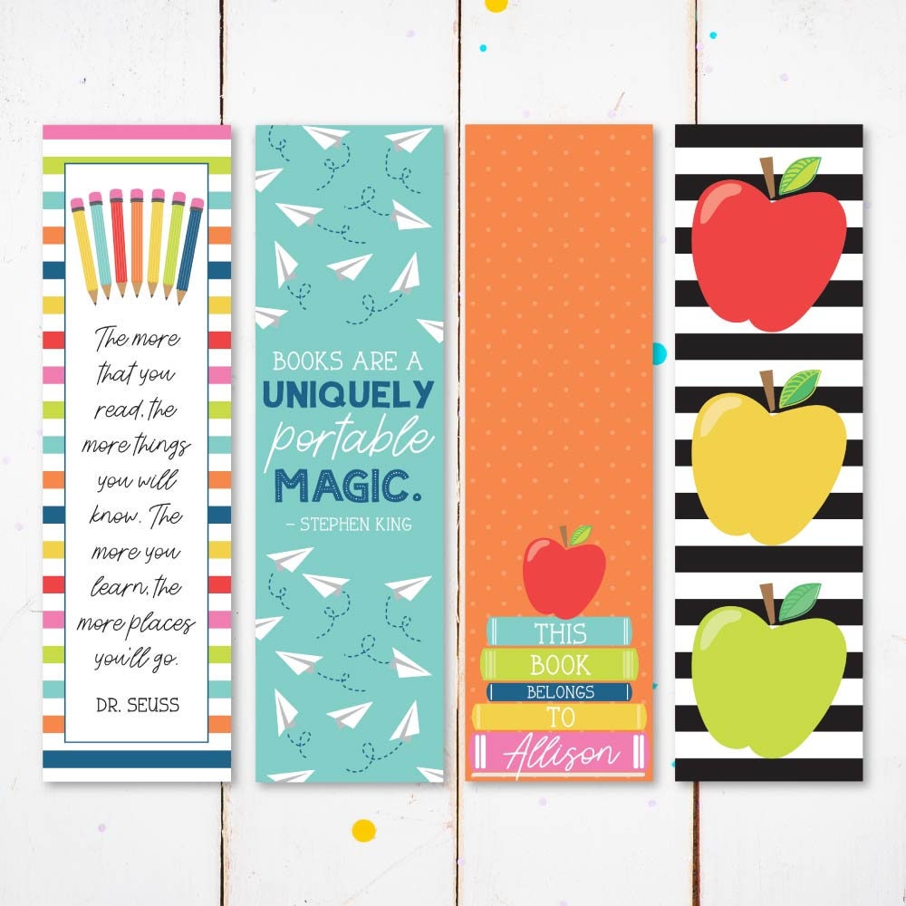 Back to School Bookmark Template - Book Mark Printable, Editable Book ...