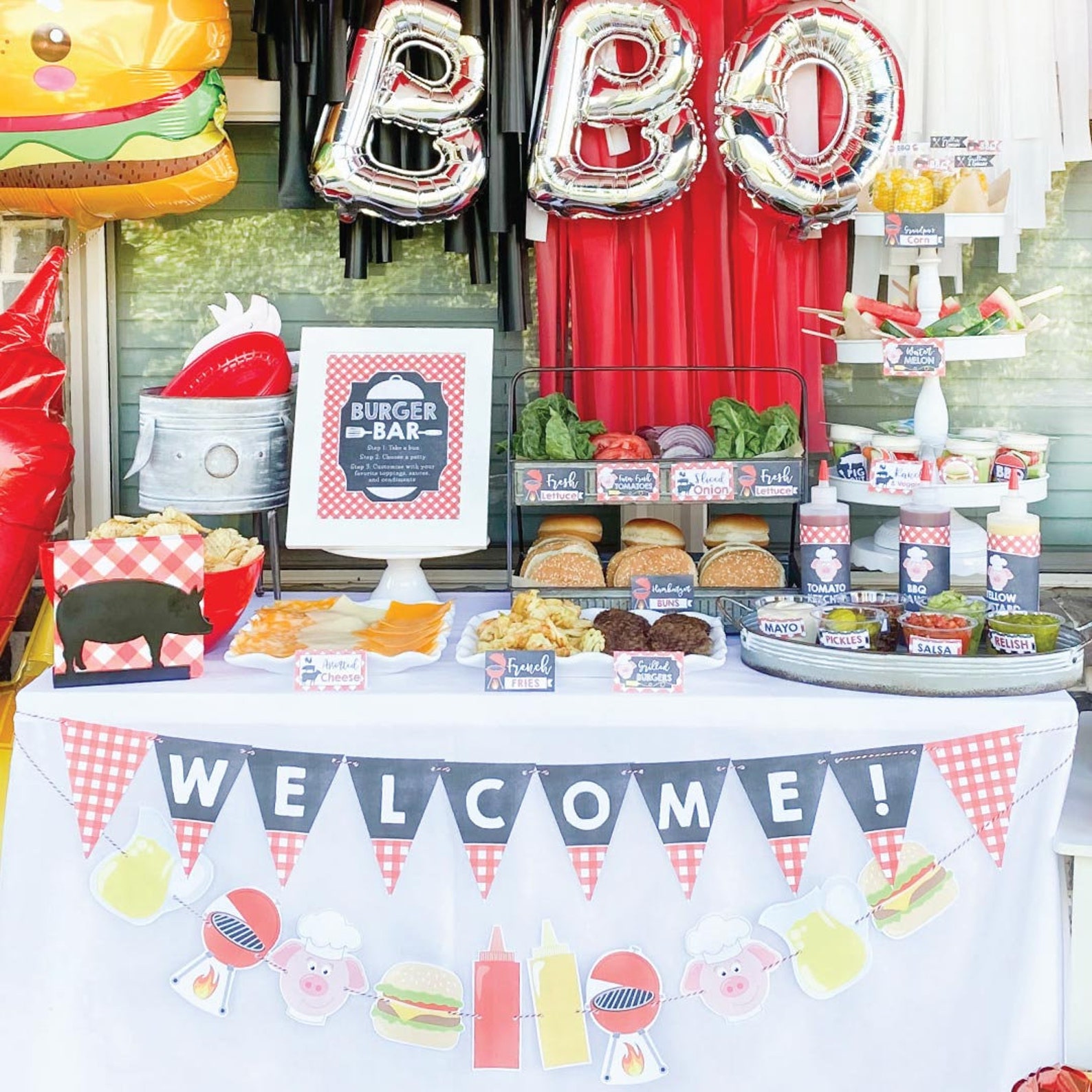 Printable Summer BBQ Complete Set Outdoor Grill Decor | Etsy