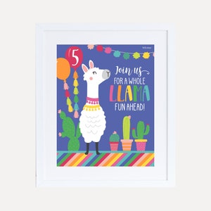 Llama Kids Party Welcome Sign Template - Birthday Welcome, Personalized ...