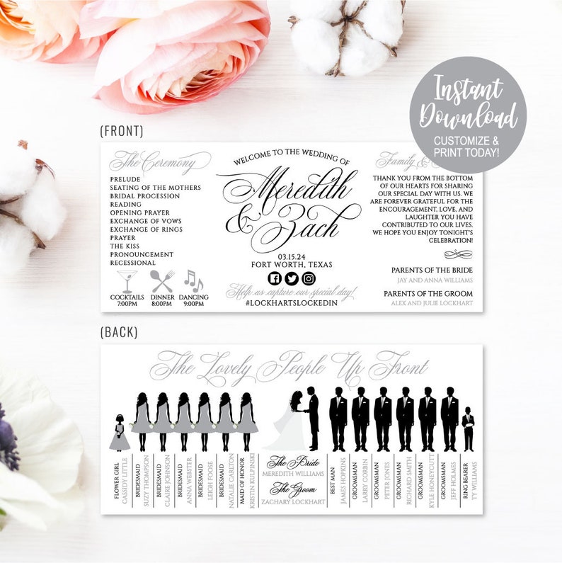 Wedding Program Thank You Template, Wedding Program Ideas Wording ...