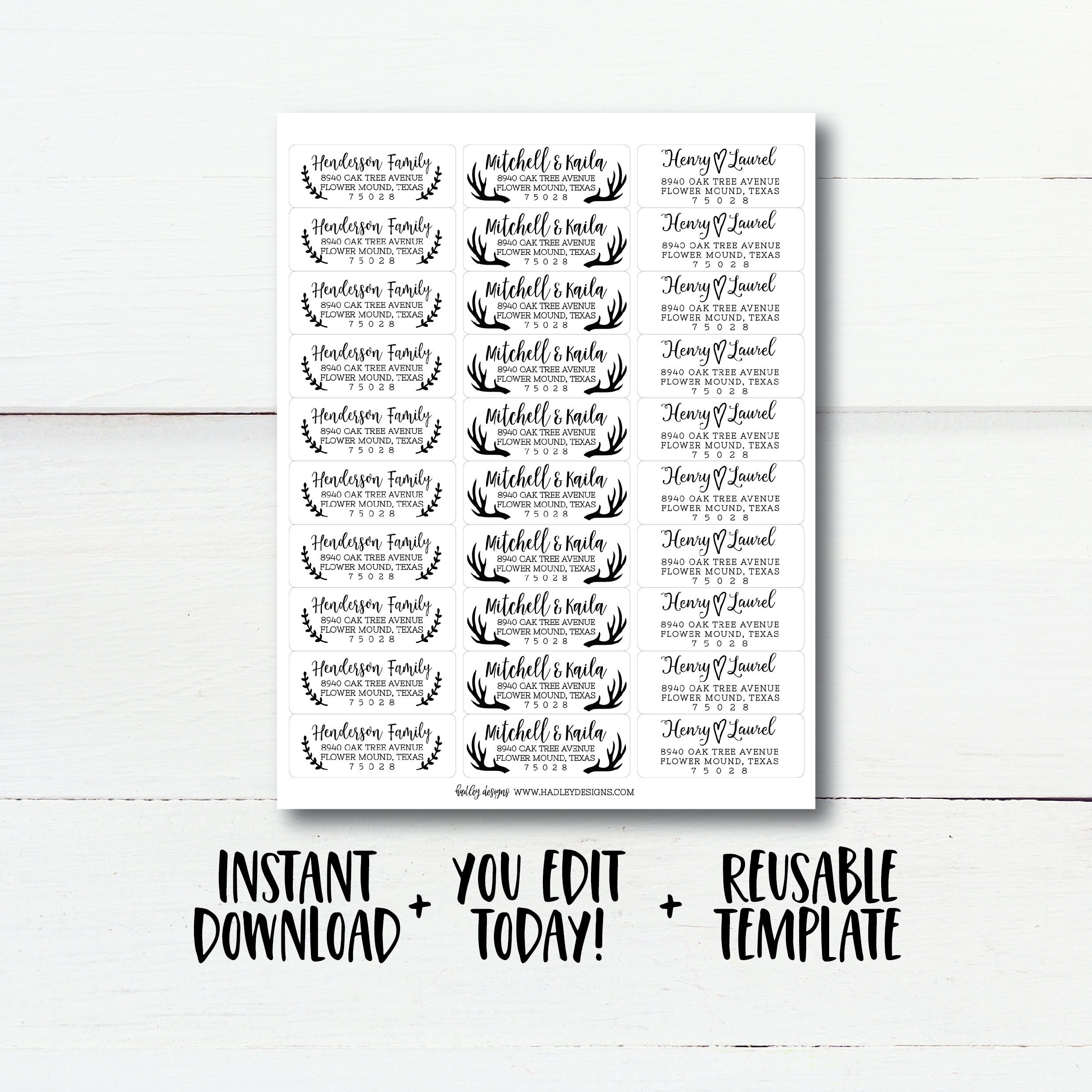 Custom Return Label, Cute Address Labels, Calligraphy Address ...