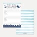 Whale Nautical Baby Shower Word Scramble Game Template - Word Scramble ...