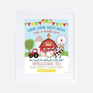 Cartoon Farm Kids Party Welcome Sign Template Birthday - Etsy