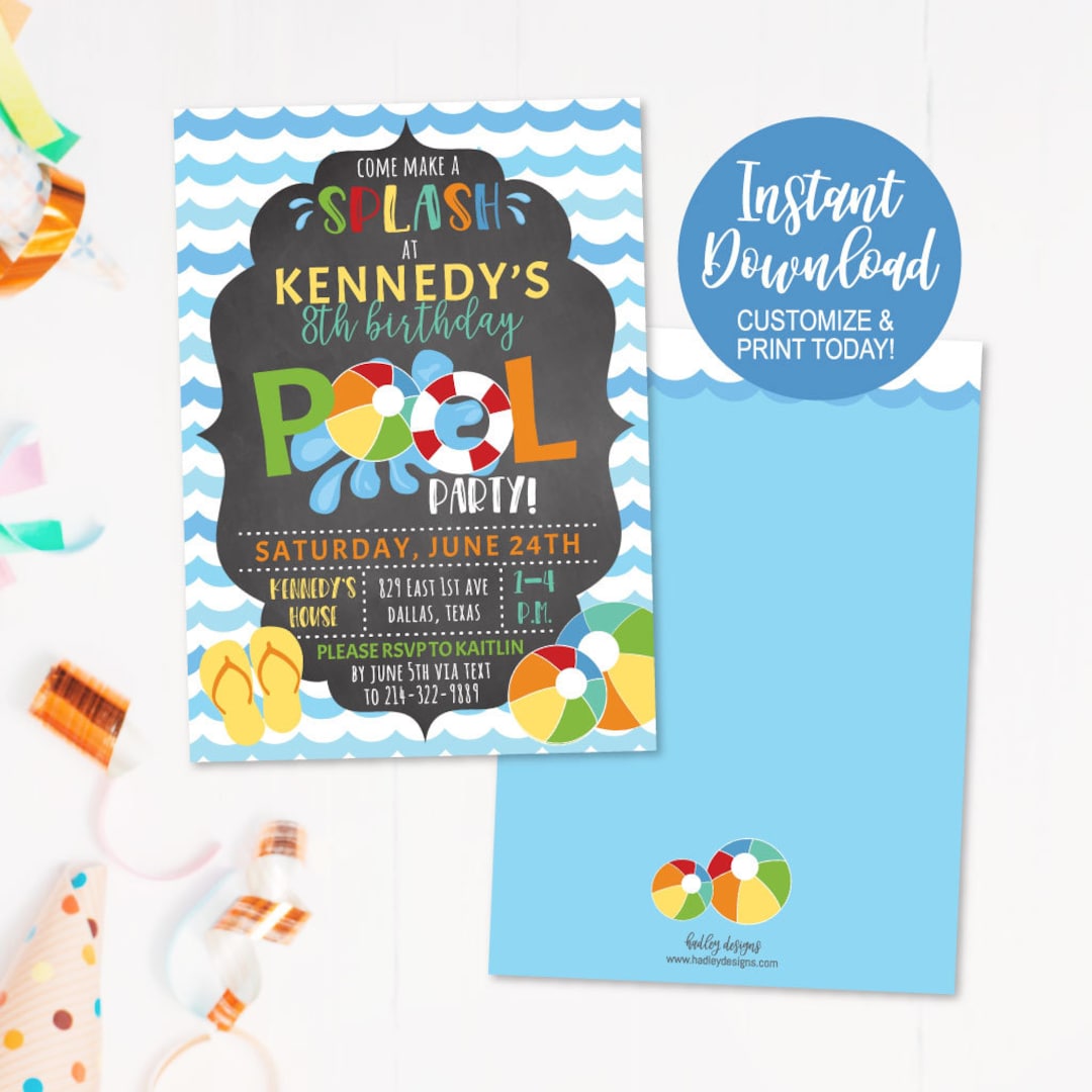 DIY Birthday Party, Theme Party Invites, Fun Party Invite, Custom Kids ...