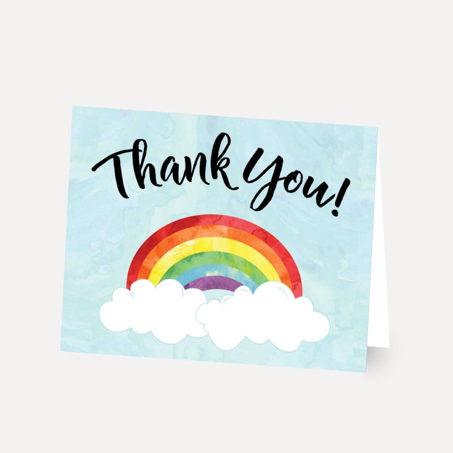 Printable Rainbow Thank You Card Template, DIY Thank You Card, Kids ...