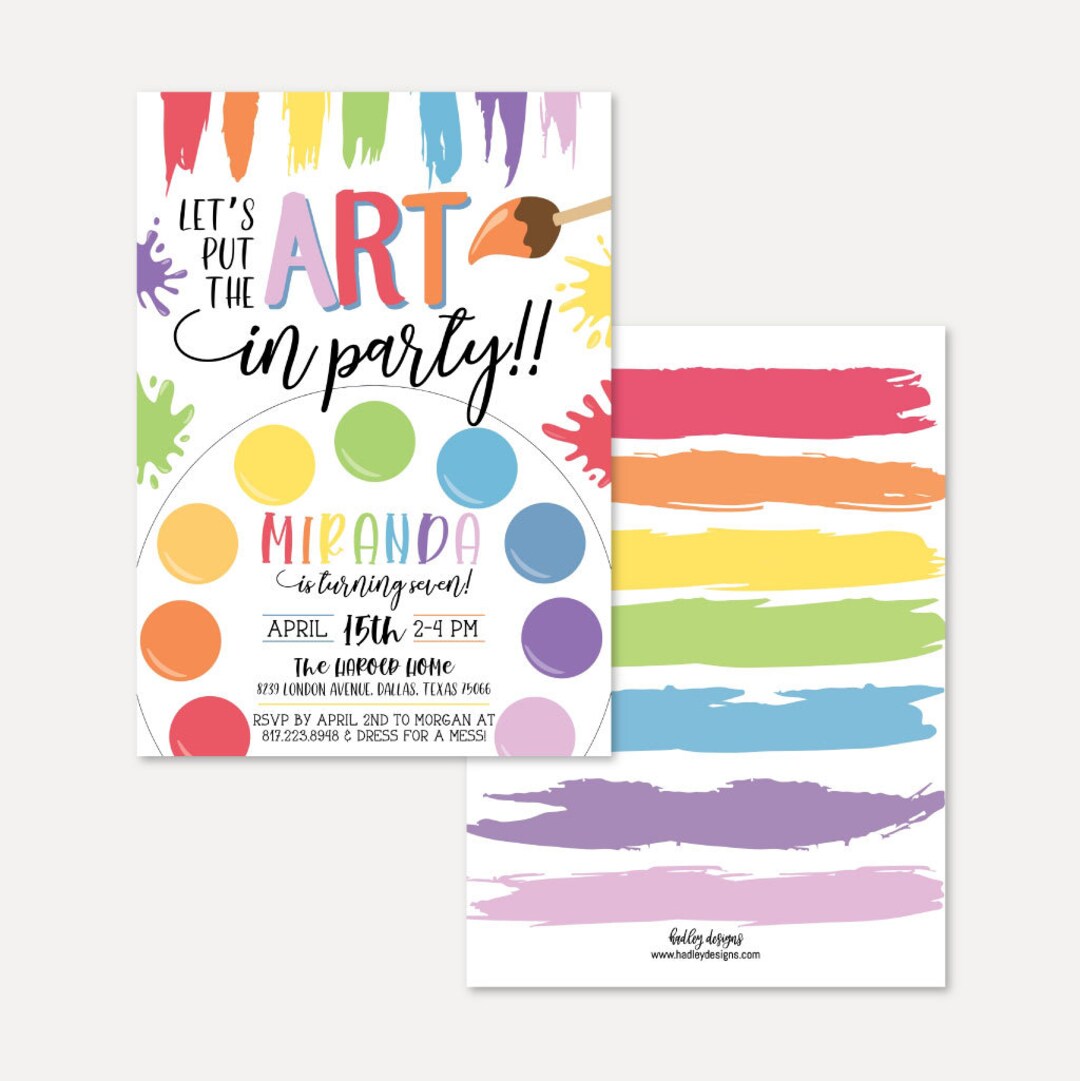 Art Kids Party Invitation Template Kids Birthday Invites, Invites for ...