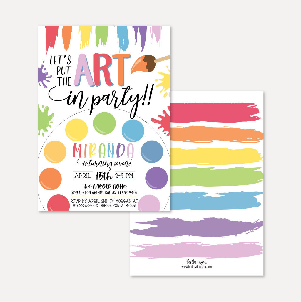Art Kids Party Invitation Template Kids Birthday Invites | Etsy