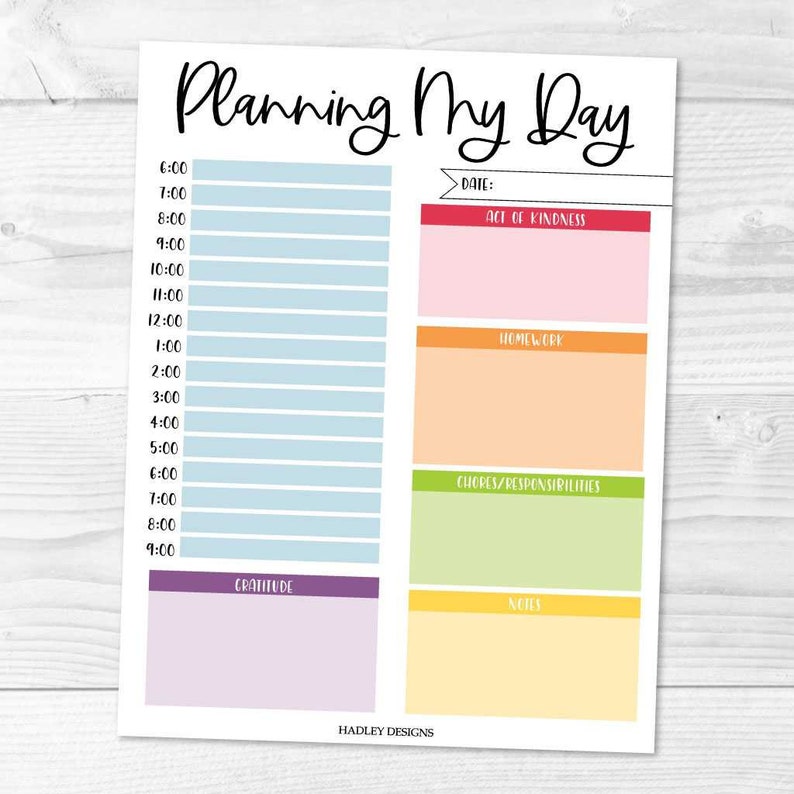 Daily Planner Printable Kids Daily Planner PDF Customized - Etsy