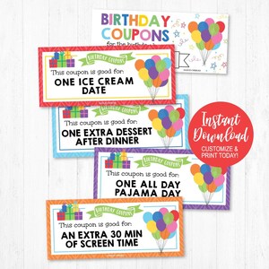 Printable Birthday Coupon Template, Editable Gift Voucher Idea, DIY ...