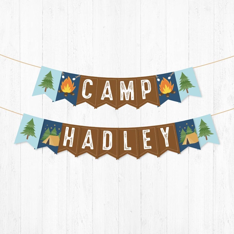 Family Camping Banner Printable Backyard Campout Flag Pennant | Etsy