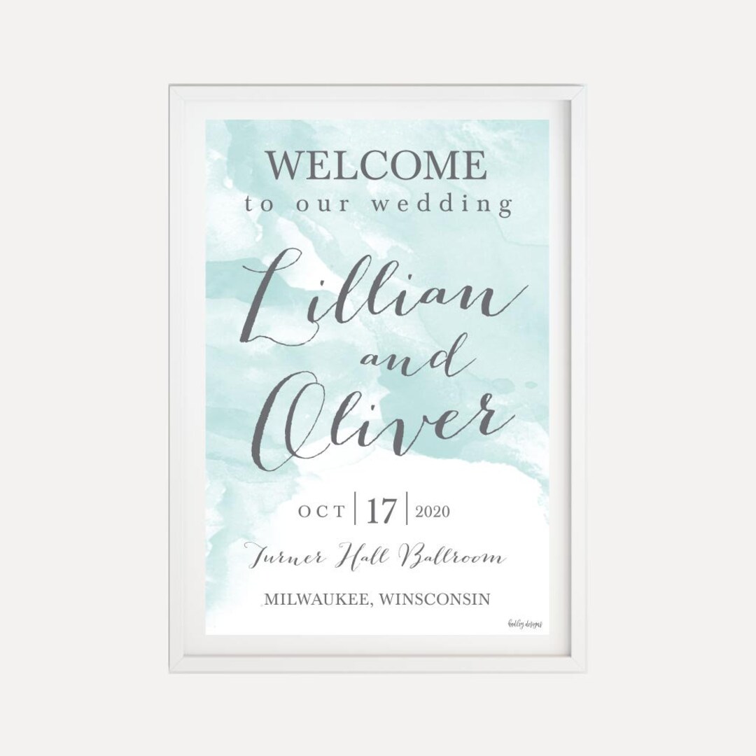 Teal Watercolor Splash Wedding Welcome Sign Template - Welcome Sign for ...