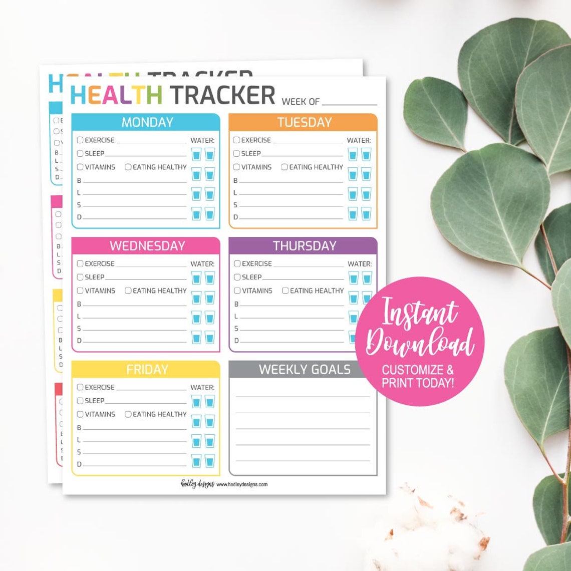 Nutrition Tracker Fitness Goal Printable Weekly Goal | Etsy