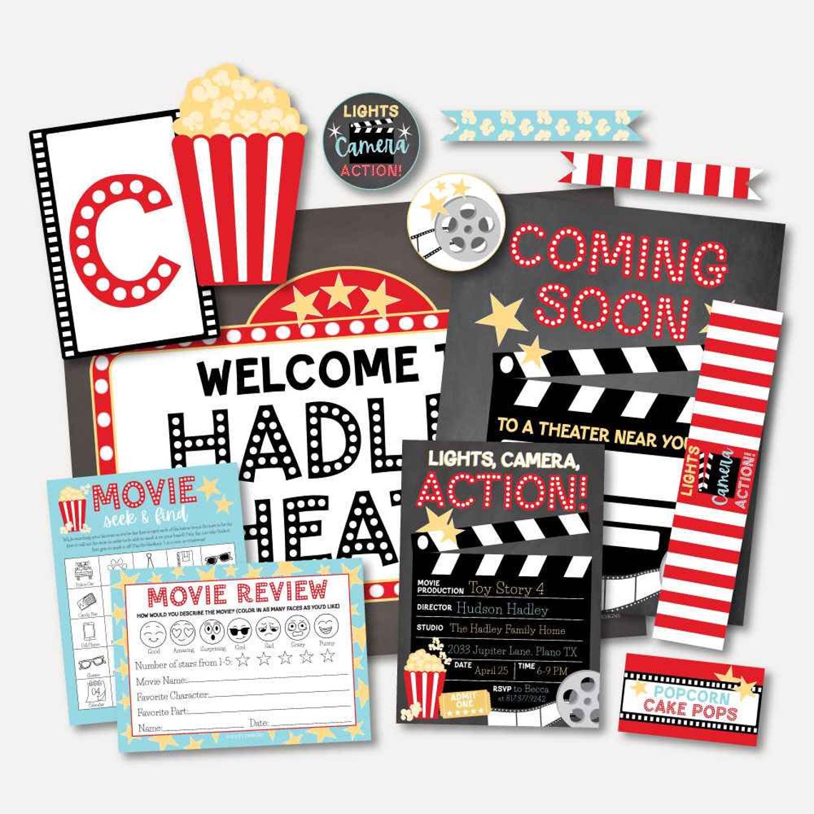 Movie Night Party Complete Package Templates Birthday Party | Etsy