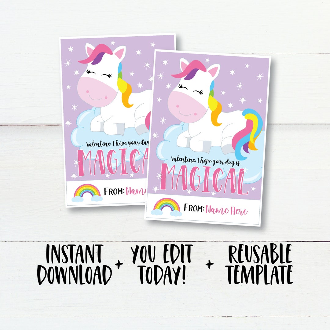 Unicorn Printable Valentines for Teachers, Printable Valentines for ...