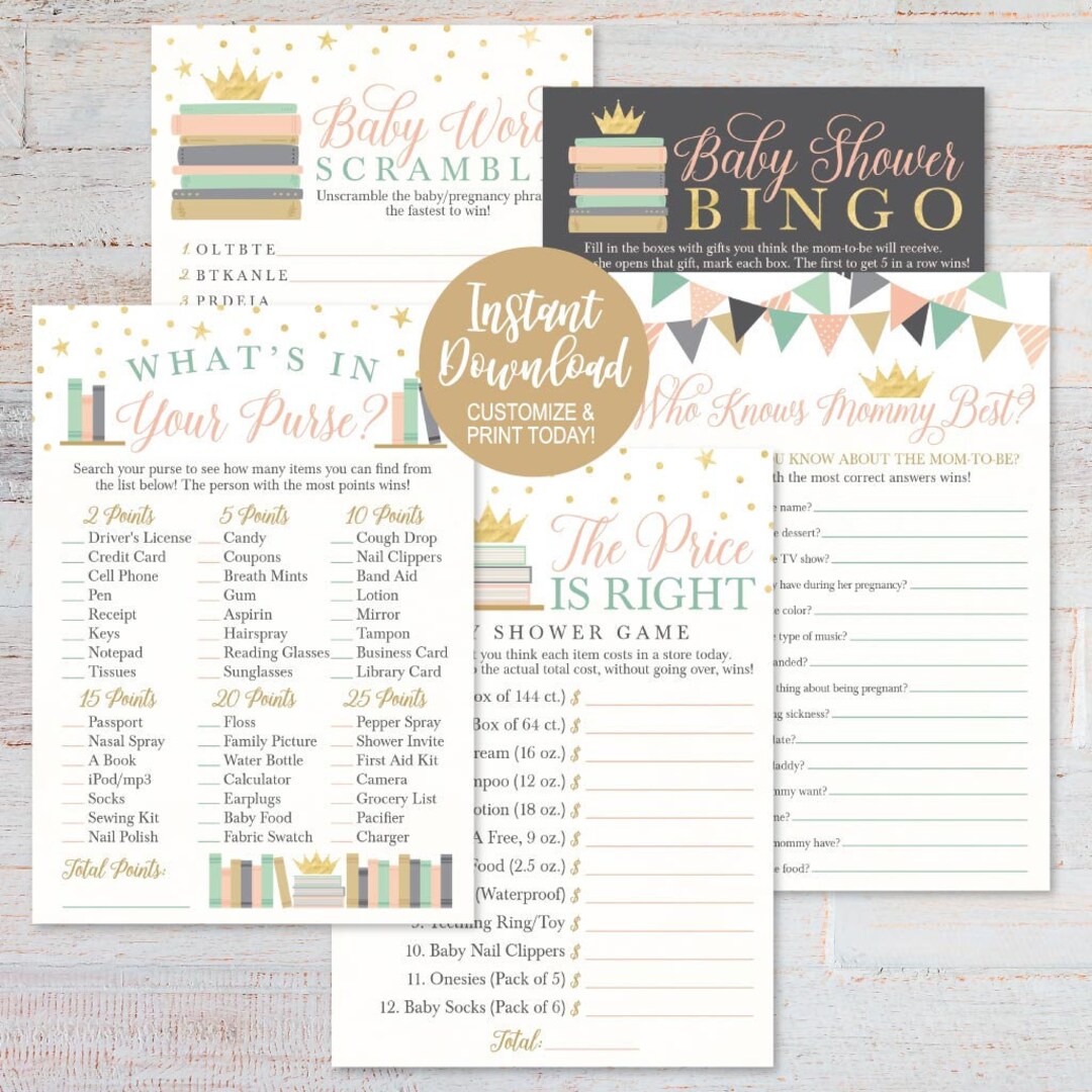 Baby Shower Game Suite, Baby Shower Game Package, Baby Shower Game ...