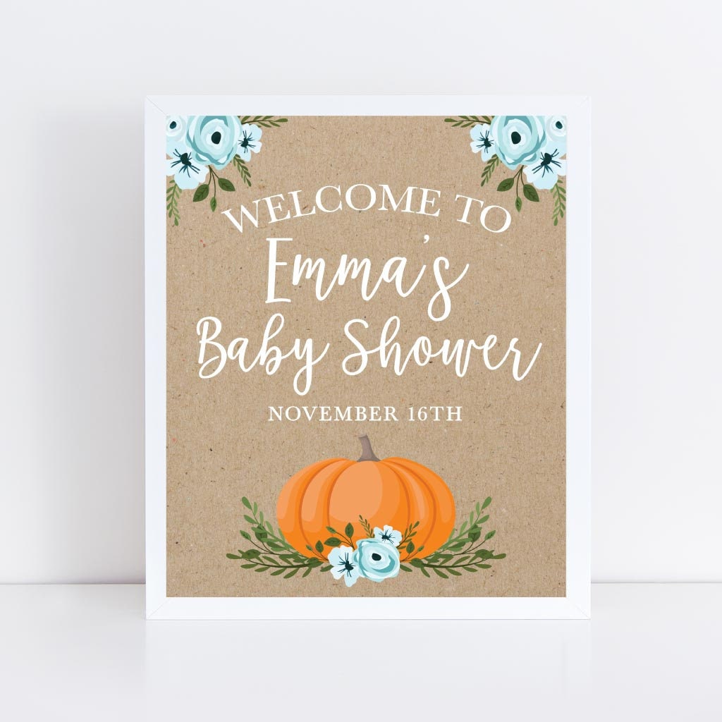 Pumpkin Boy Baby Shower Welcome Sign Template Baby Shower | Etsy