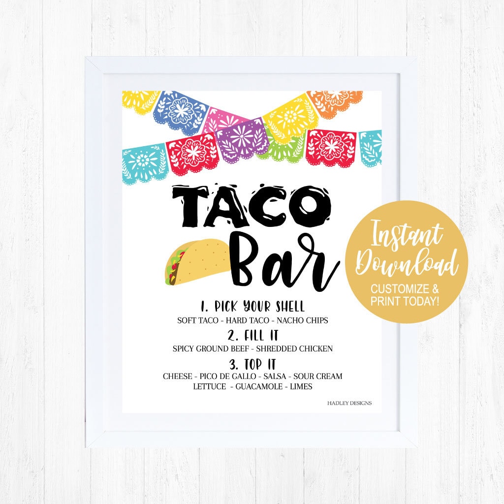 Printable Taco Bar Sign Template Editable Mexican Buffet Sign - Etsy