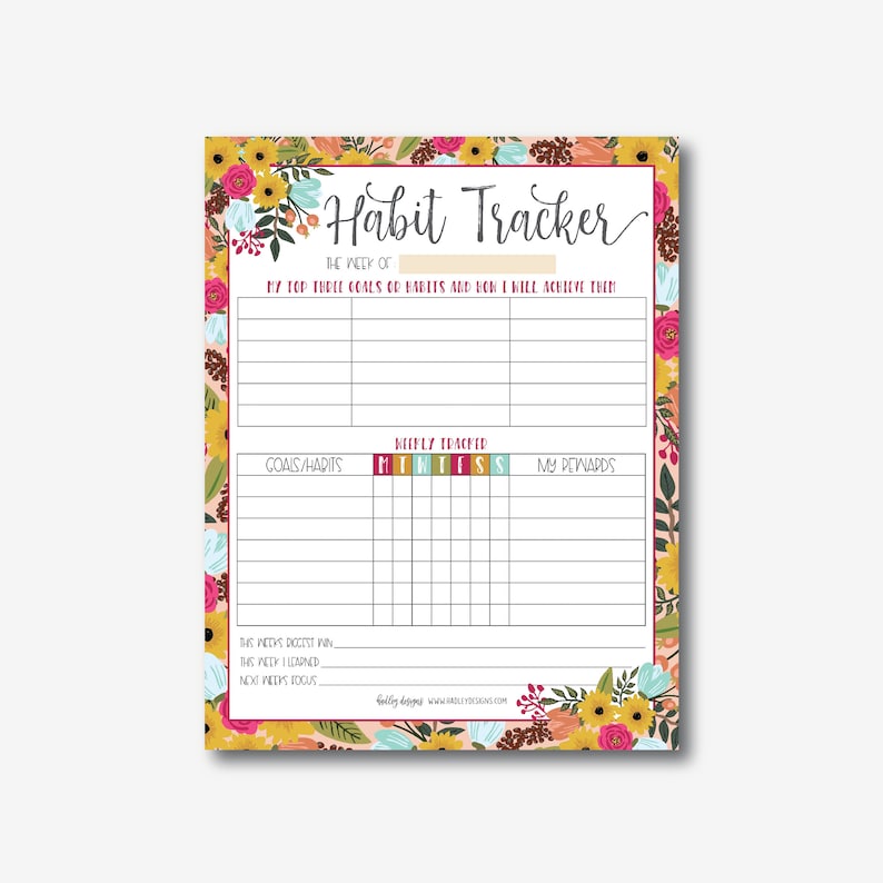 Weekly Goal Printable Habit Tracker Self Development - Etsy
