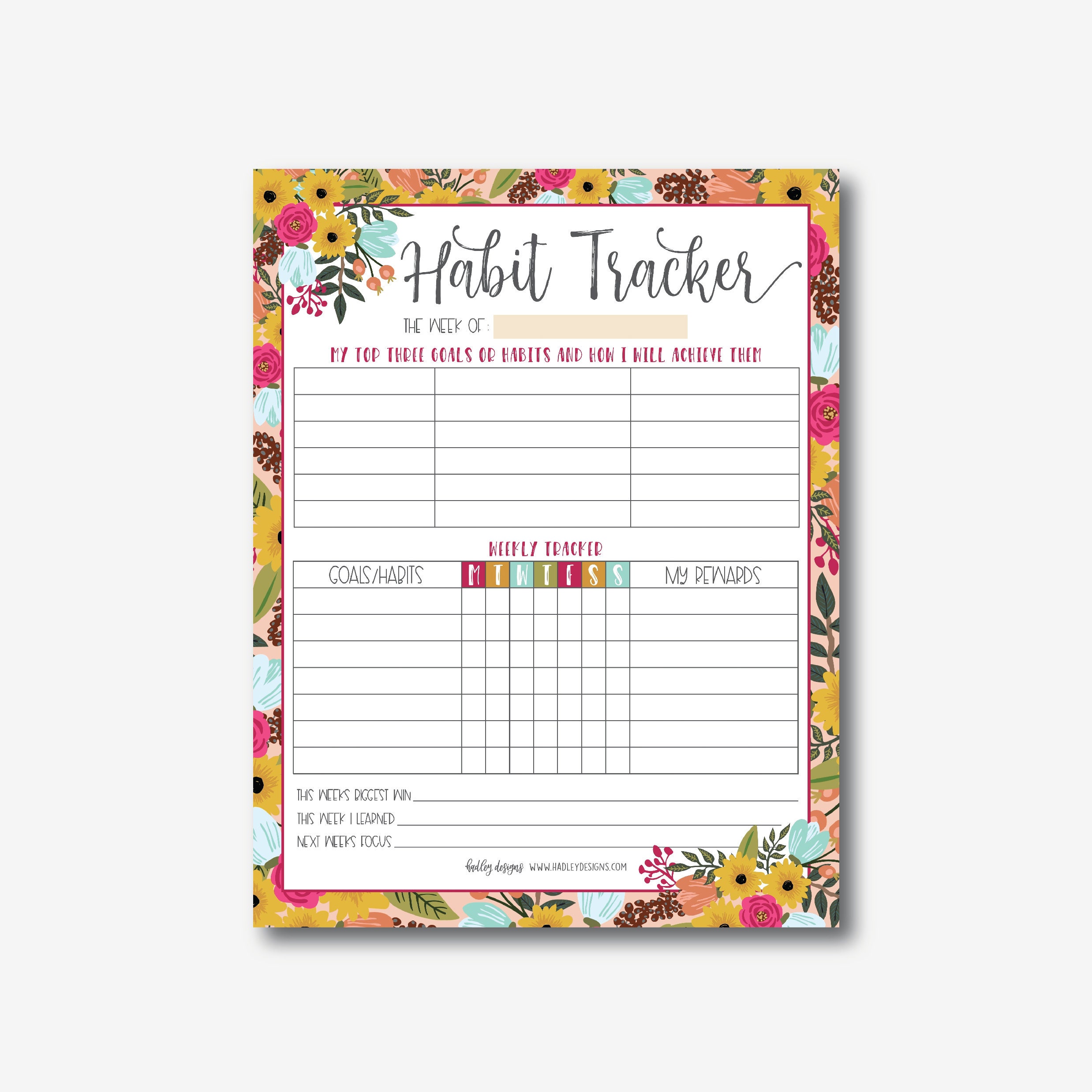 Weekly Goal, Printable Habit Tracker, Self Development Planner ...