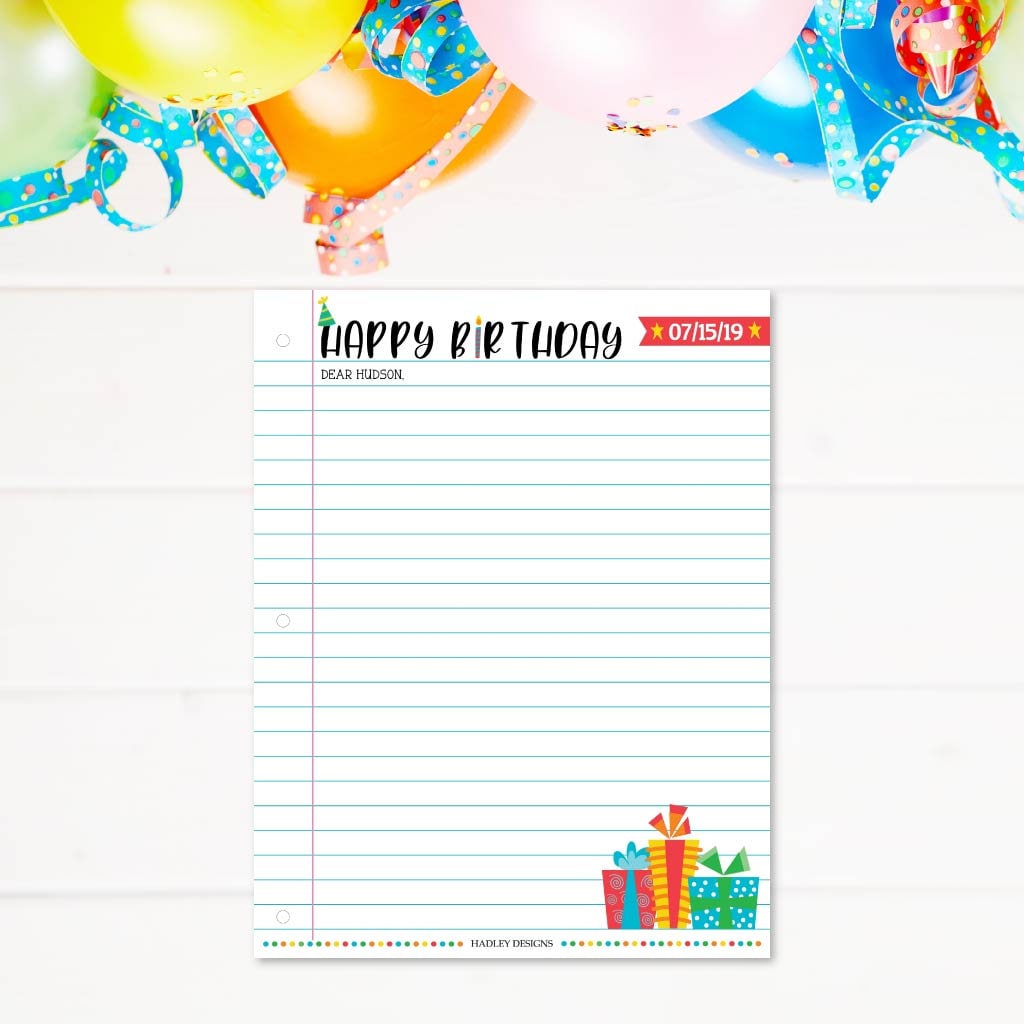 Editable Birthday Letter Template, Printable Letterhead Stationary ...