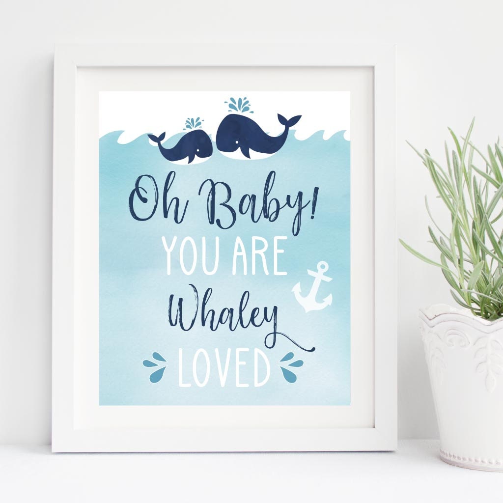 Whale Nautical Baby Shower Quote Sign Template Affordable - Etsy