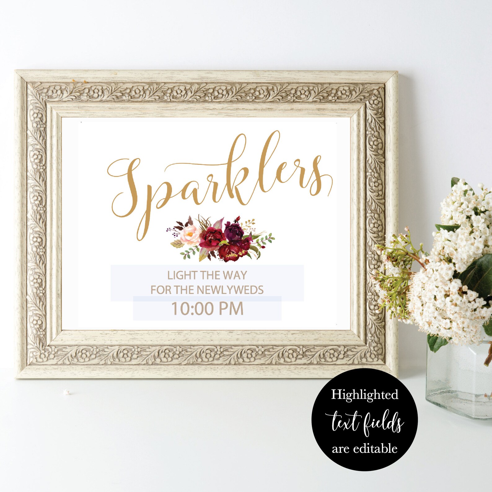 Printable Wedding Sparkler Sign Editable, Reception Let Love Sparkle ...