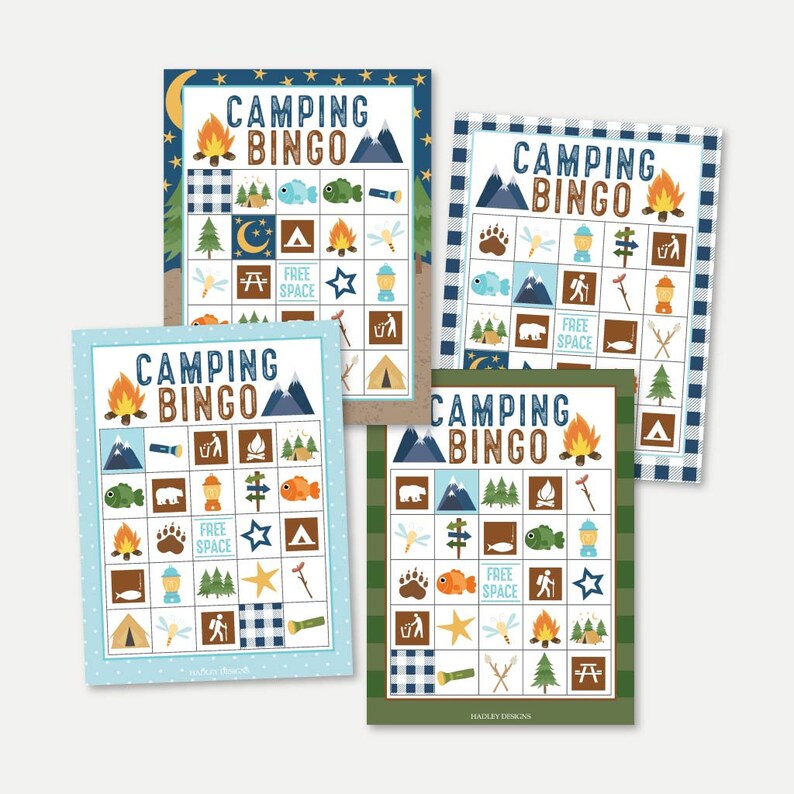 Camping Bingo Cards Printable, Woodland Game for Baby Shower, Nature ...