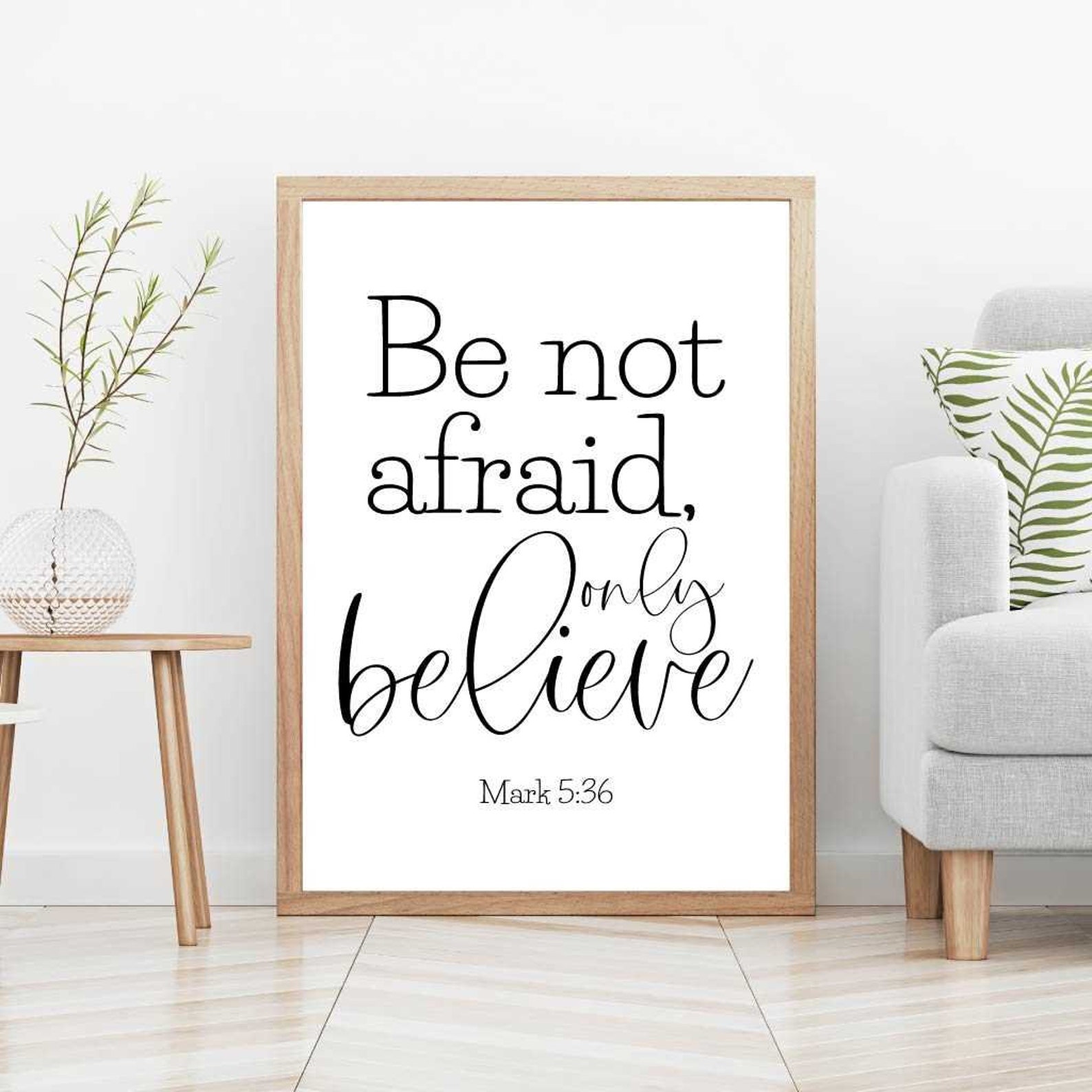Be Not Afraid, Only Believe Wall Art Template -floral Be Not Afraid ...