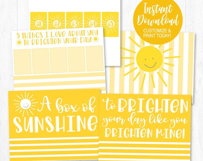 Sunshine Box Tags PRINTABLE instant Download by Lindi Haws of Love the ...