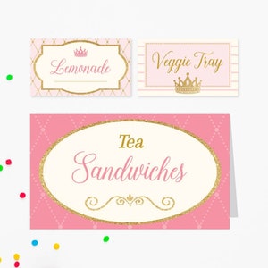 Princess Kid Party Food Tent Card Template - Food Place Card, Food Tent ...