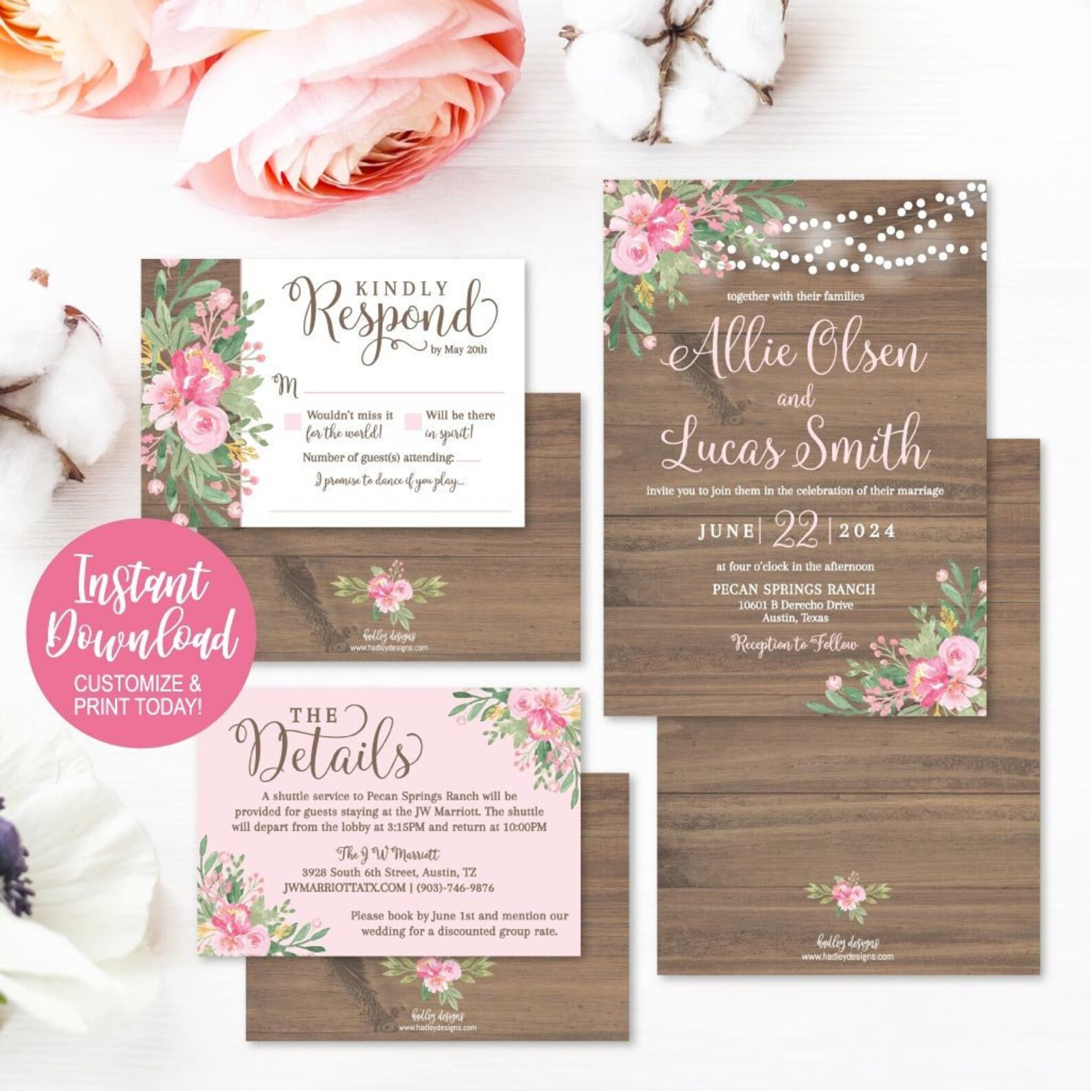 Printable Wedding Invitations Packages Wedding Invitations | Etsy