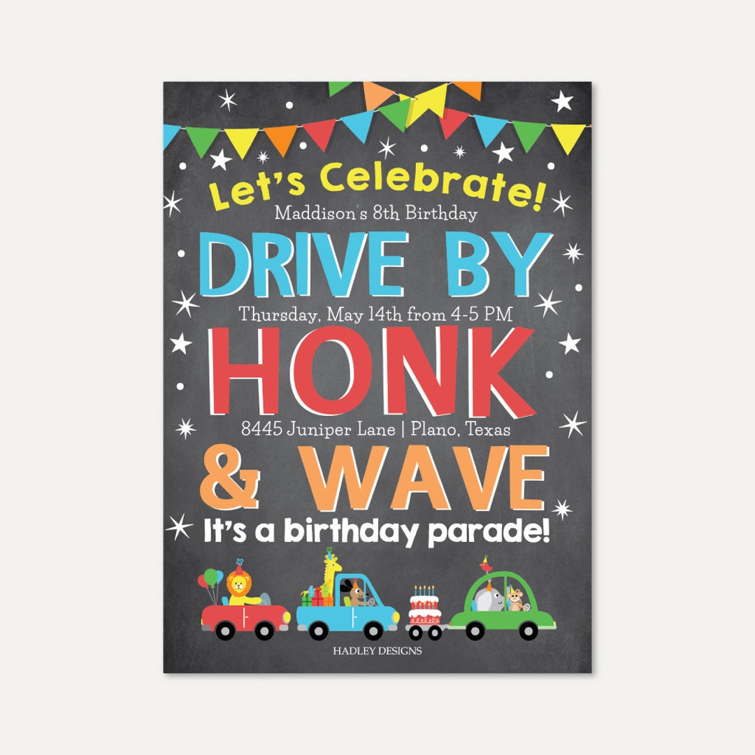Drive by Birthday Invitation Template for Boy, Drive by Birthday Invite ...