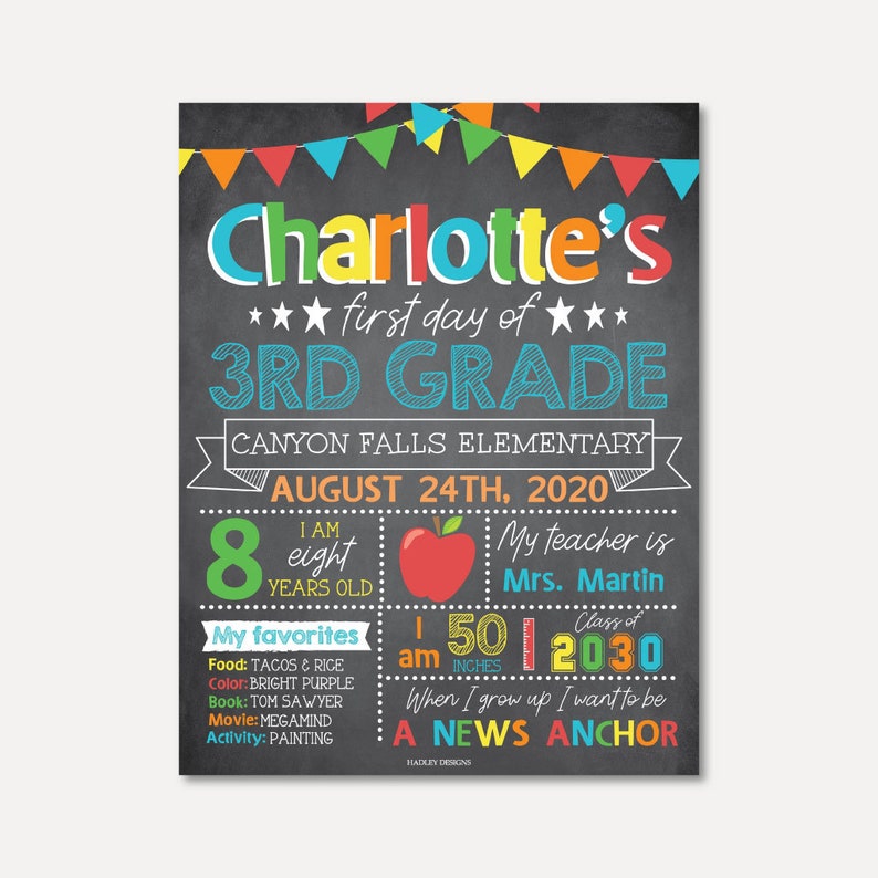 Back to School Printable Back to School Chalk Board First - Etsy