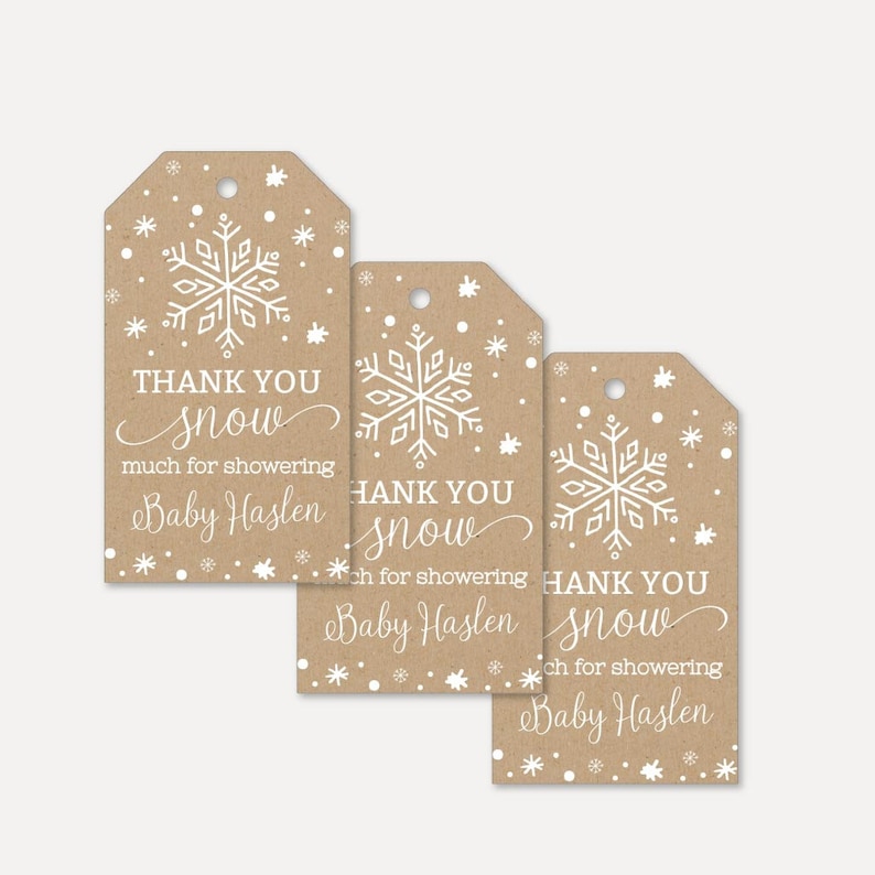Little Snowflake Baby Shower Thank You Favor Tags Template - Etsy