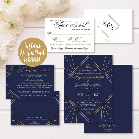 Printable Wedding Invitations Packages Wedding Invitations | Etsy