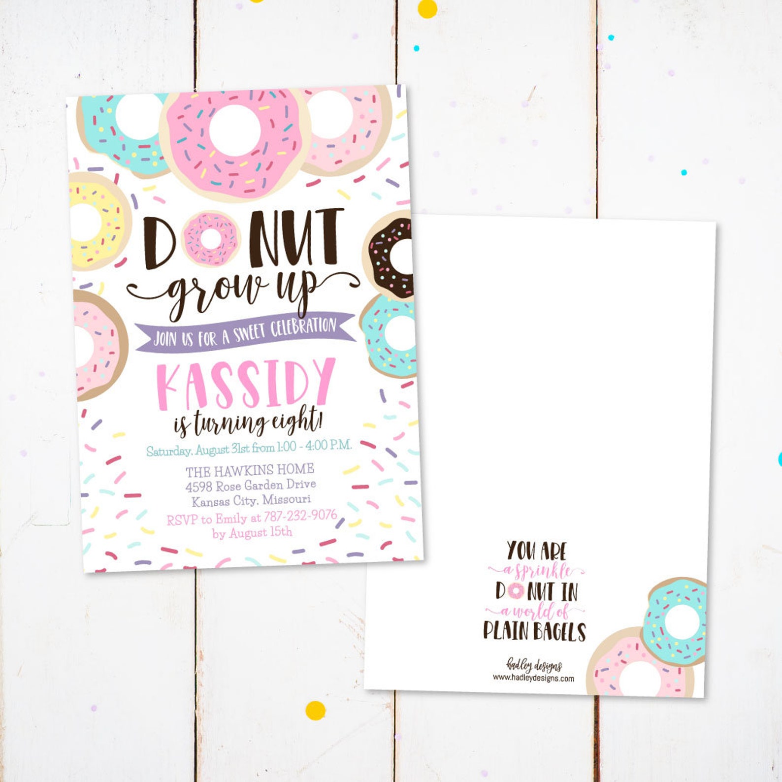 Donut Kids Party Invitation Template Kids Birthday Invites | Etsy