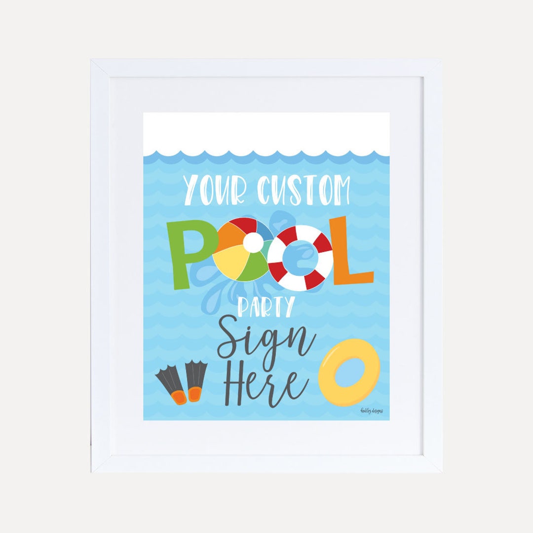Waves Pool Kids Party Custom Sign Template - Design Your Own Sign ...