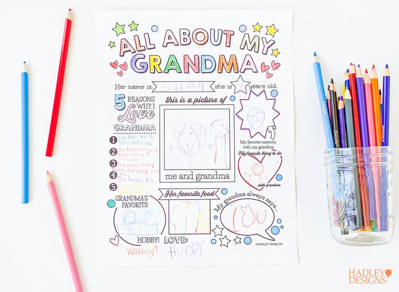 All About Grandma AND All About My Grandpa Printable Template | Etsy