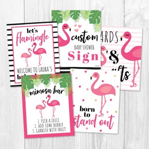 Flamingo Baby Shower Signs Set Template - Baby Shower Sign, Baby Shower ...