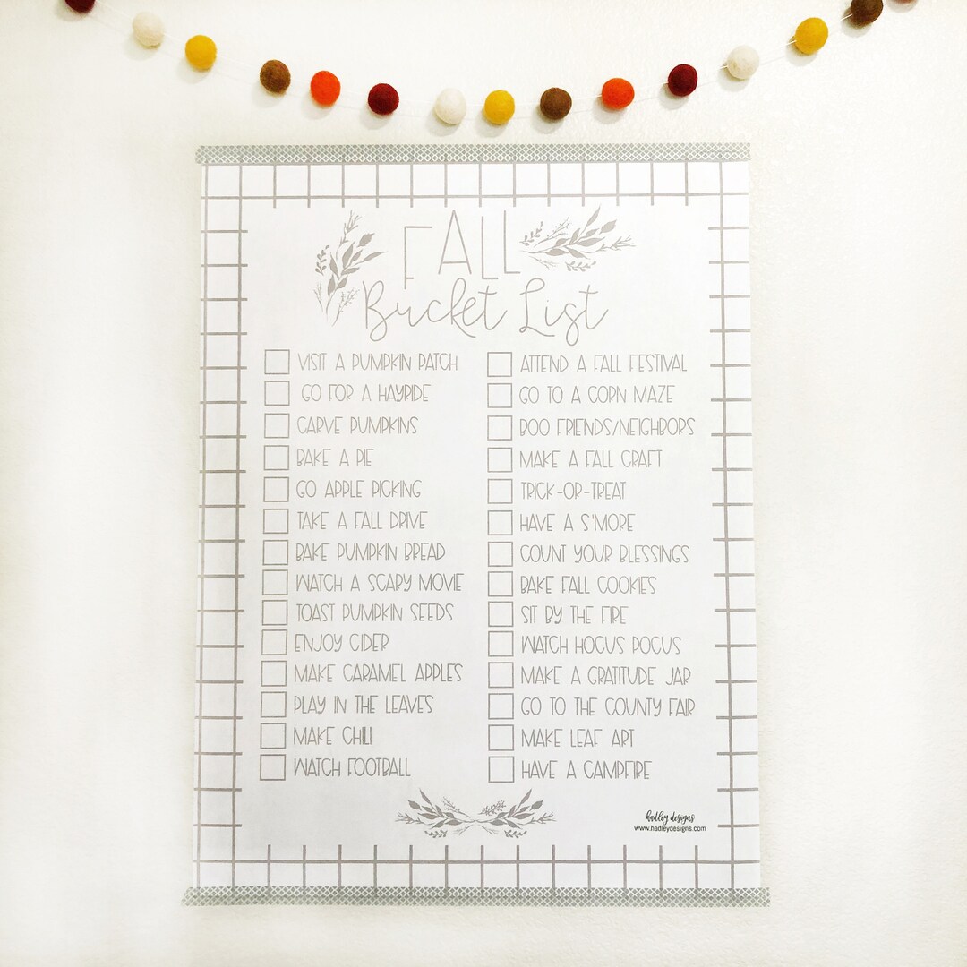 Fall Bucket List Template - Fall Bucket List Printable, Fall Things ...