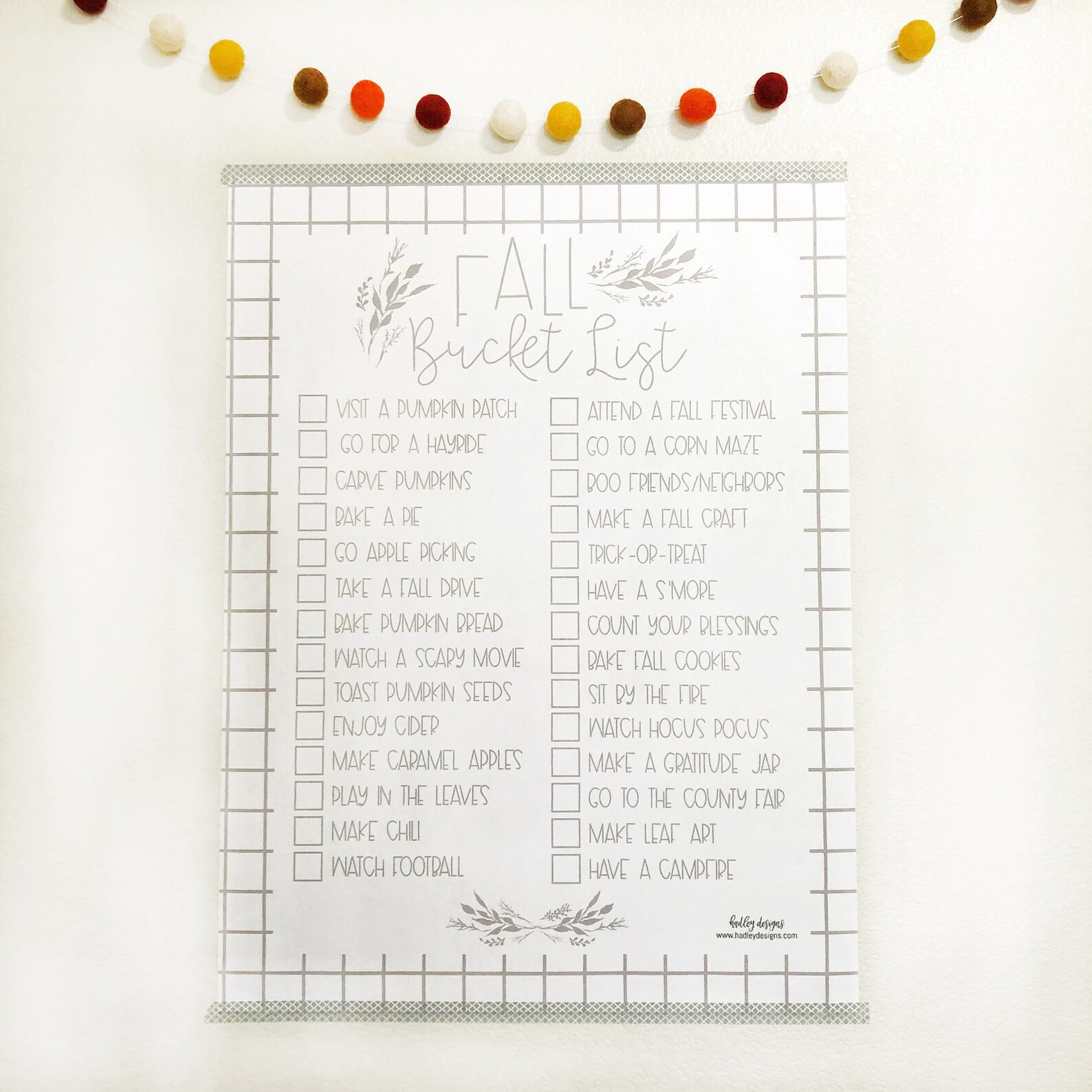 Fall Bucket List Template Fall Bucket List Printable Fall | Etsy