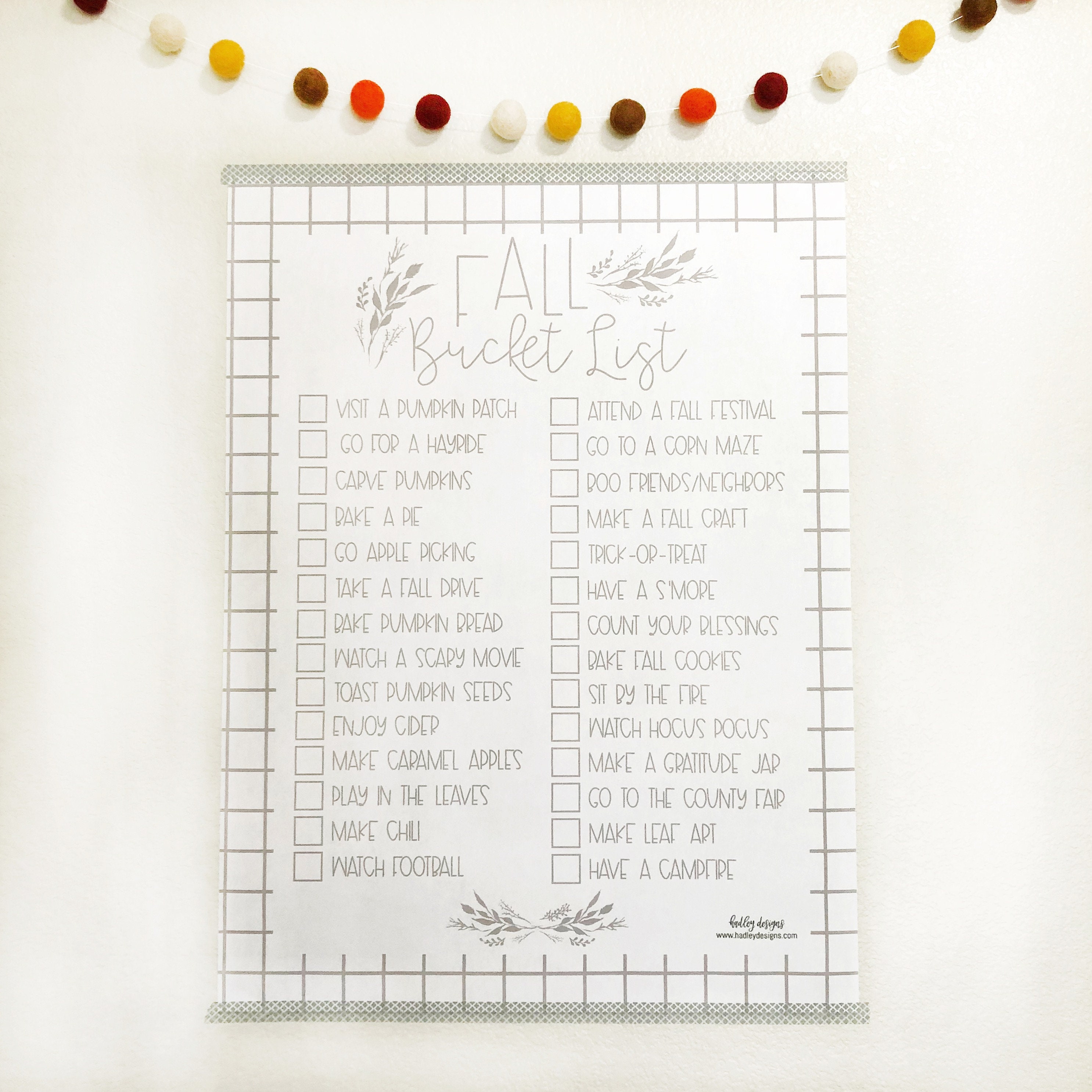 Fall Bucket List Template Fall Bucket List Printable Fall - Etsy