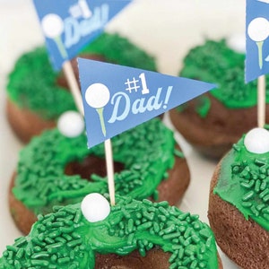 DIY Fathers Day Golf Flags Template, Printable Donut Tags, Golfer ...
