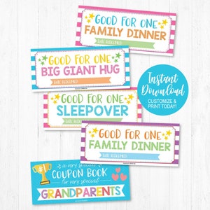 Grandparents Day Printable Coupon Book, Mothers Day Gift for Grandma ...
