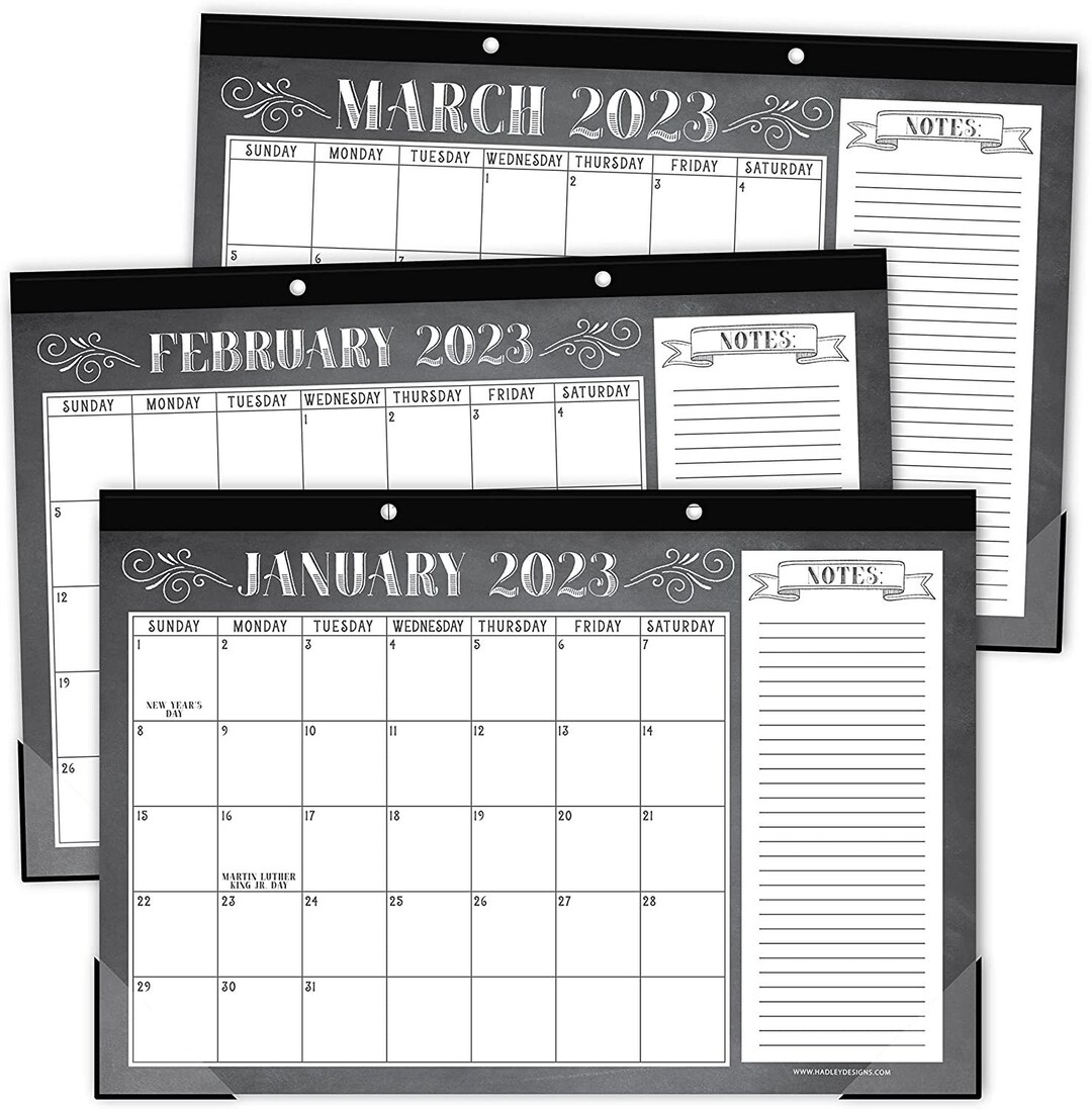 Chalkboard Large Desk Calendar 2023-2024 Calendar Desk Pad 18 Month ...