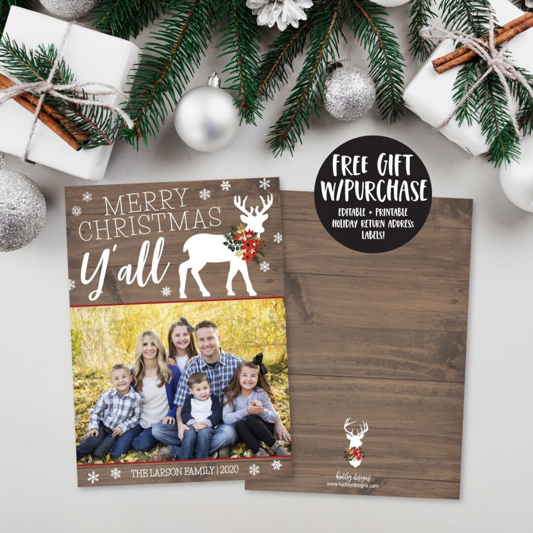 Editable Christmas Card Photo Card Template, Photo Christmas Card ...